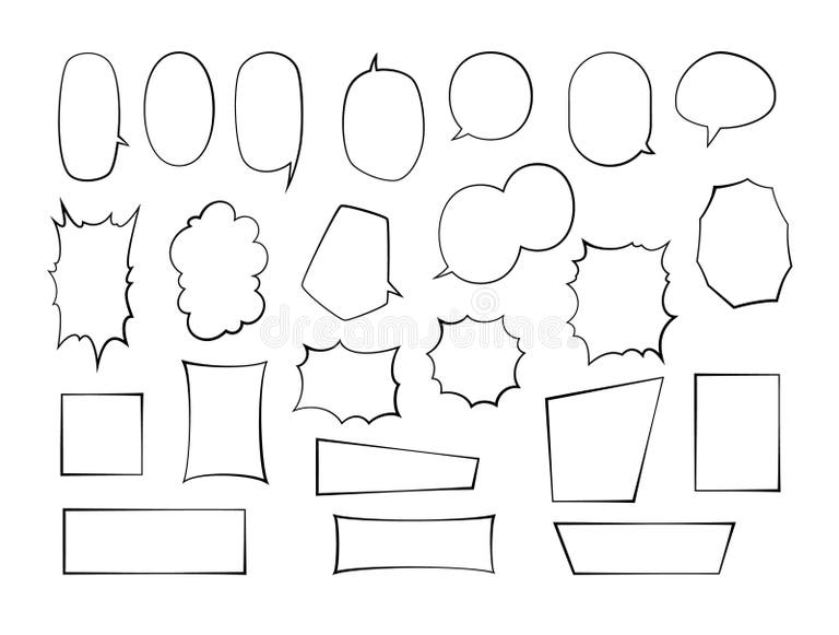 Speech Bubbles, Manga or Anime Clouds Message Frame Cartoon Style ...