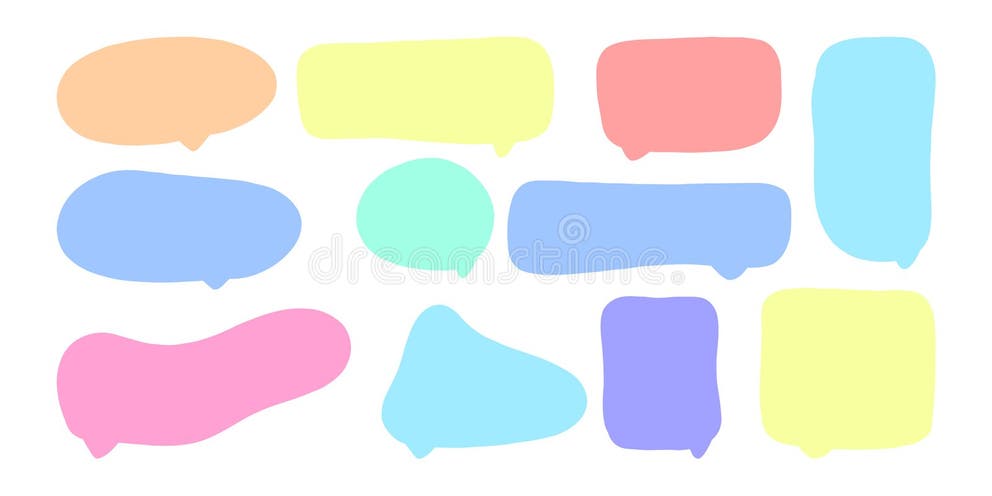 Speech Bubbles in Minimalistic Doodle Style. Set of Text Boxes in the ...