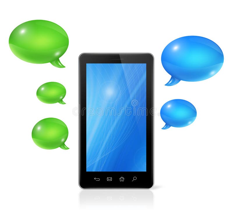 Speech Bubbles and Mobile Phone Stock Illustration - Illustration of ...