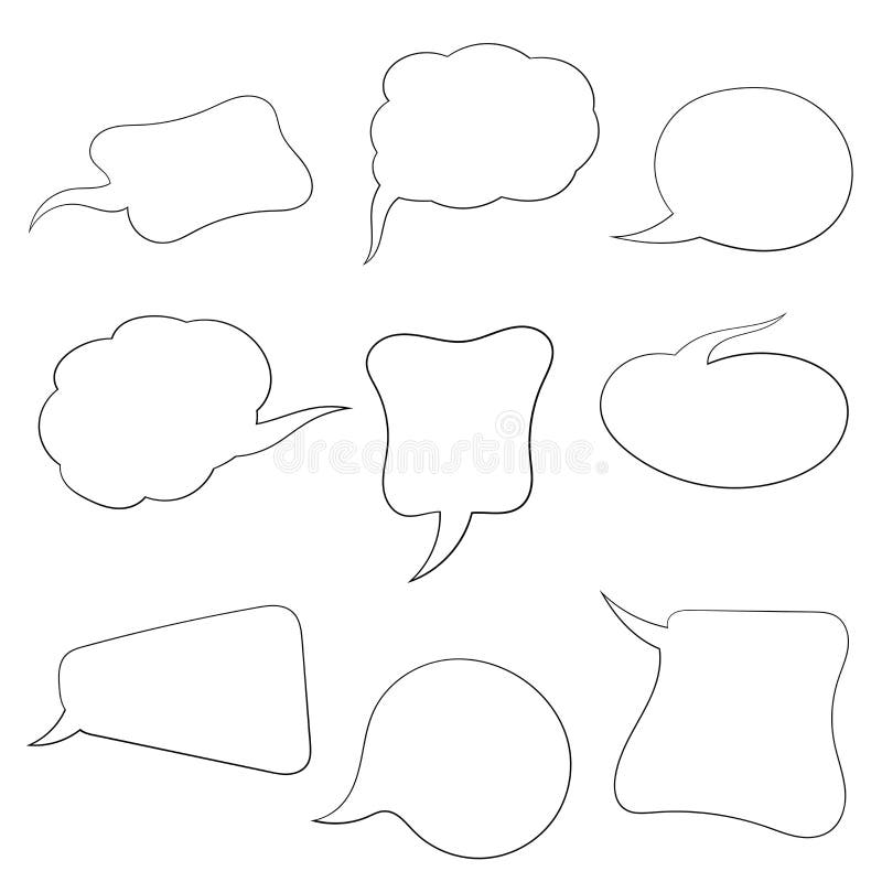 Speech Bubbles. Outline Icons Stock Vector - Illustration of speech ...