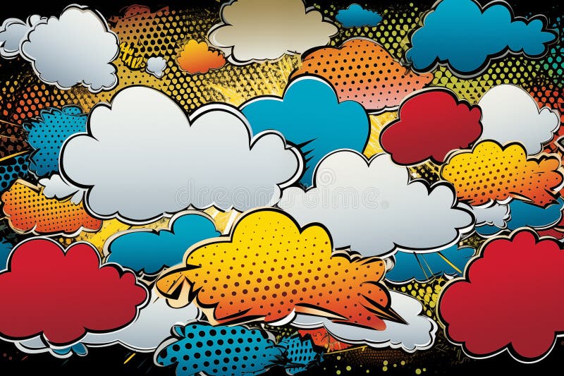 Speech Bubbles Popping Up in a Comic Book Scene. Generative AI Stock ...