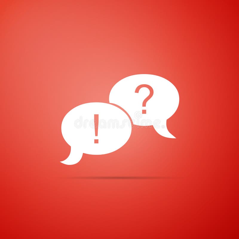 Speech Bubbles with Question and Exclamation Marks Icon Isolated on Red ... Speech Bubbles with Question and Exclamation Marks Icon Isolated on Red ...