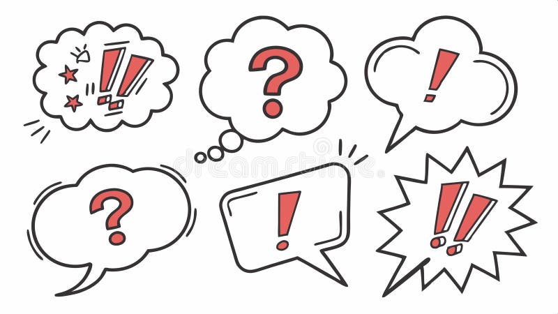 Question and Exclamation Mark Bubbles, Communication Signs, Expression ...