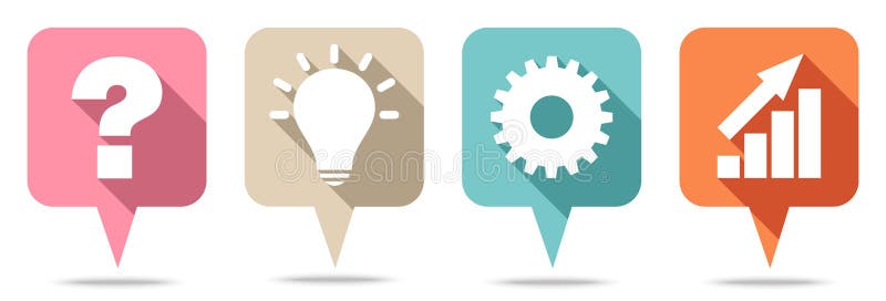 Speech Bubbles Question Idea Work and Success Retro Colors Stock Vector ...
