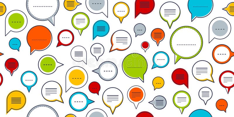 Speech Bubbles Seamless Vector Background, Endless Pattern with Dialog ...