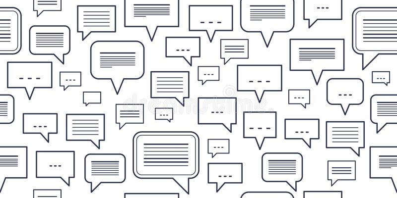 Speech Bubbles Seamless Vector Background, Endless Pattern with Dialog ...