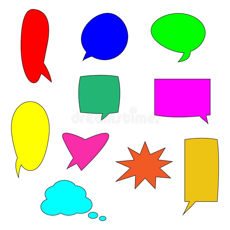 Speech Bubbles Set. Blank Colorful Dialog Box with Different Shape ...