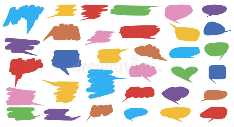 Speech Bubbles, Set of Doodle Frames for Text, Hand Drawn. Colorful Design Elements Stock Vector ...