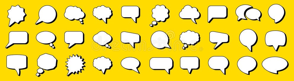 Speech Bubbles Set, Text Balloon, Different Empty Speech Discussion ...