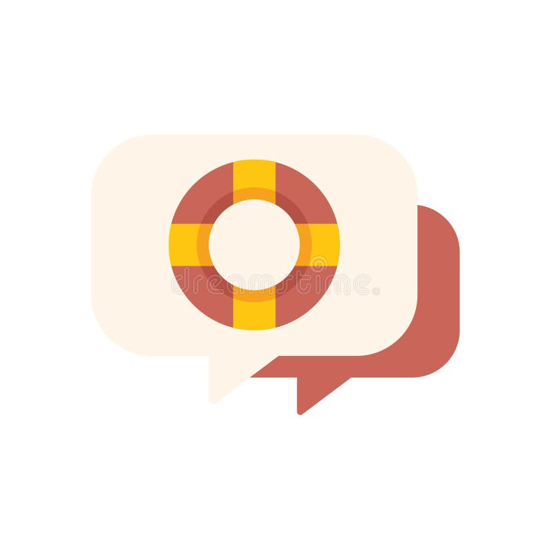 Speech Bubbles Showing Lifebuoy for Emergency Support and Help Stock ...
