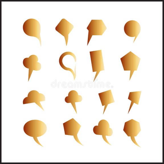 Speech Bubbles Talk Conversation Gold Set Icons Vector Stock Vector ...