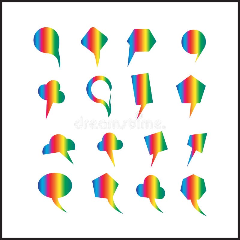 Speech Bubbles Talk Conversation Rainbow Set Icons Vector Stock Vector ...