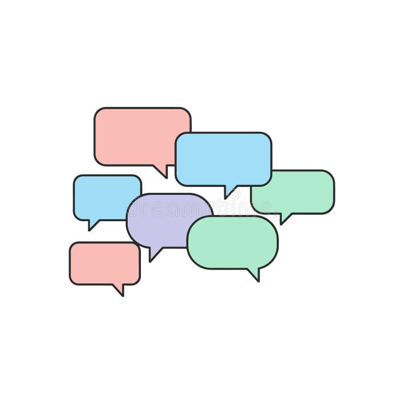 Speech Bubbles in Various Colors and Shapes in Flat Vector Art Stock ...