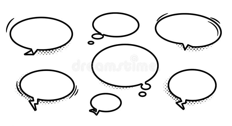 Speech Bubbles of Varying Sizes and Shapes are Arranged on a White ...