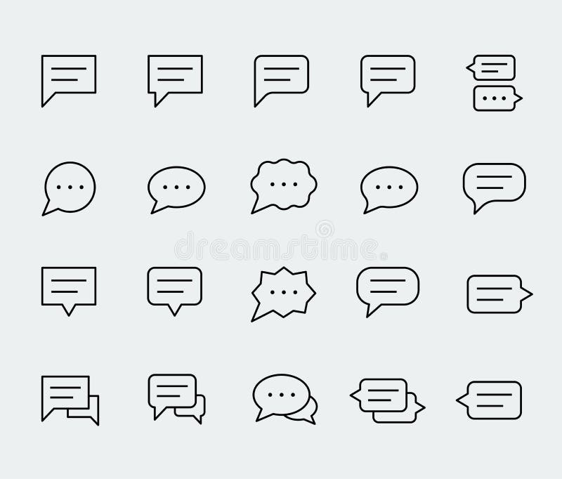 Speech Bubbles Icons in Thin Line Style Stock Vector - Illustration of ...