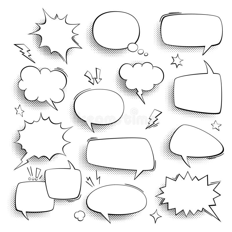 Speech Bubbles. Vintage Comics Talk, Cartoon Forms, Think and Sound ...