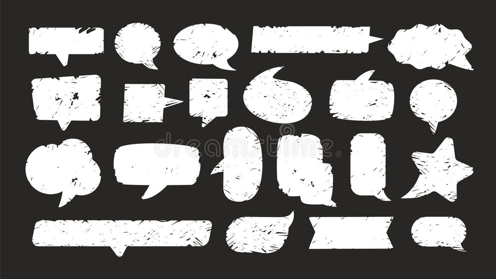 Speech and Chat Balloons with Crayon Textures, Scribbles, and ...