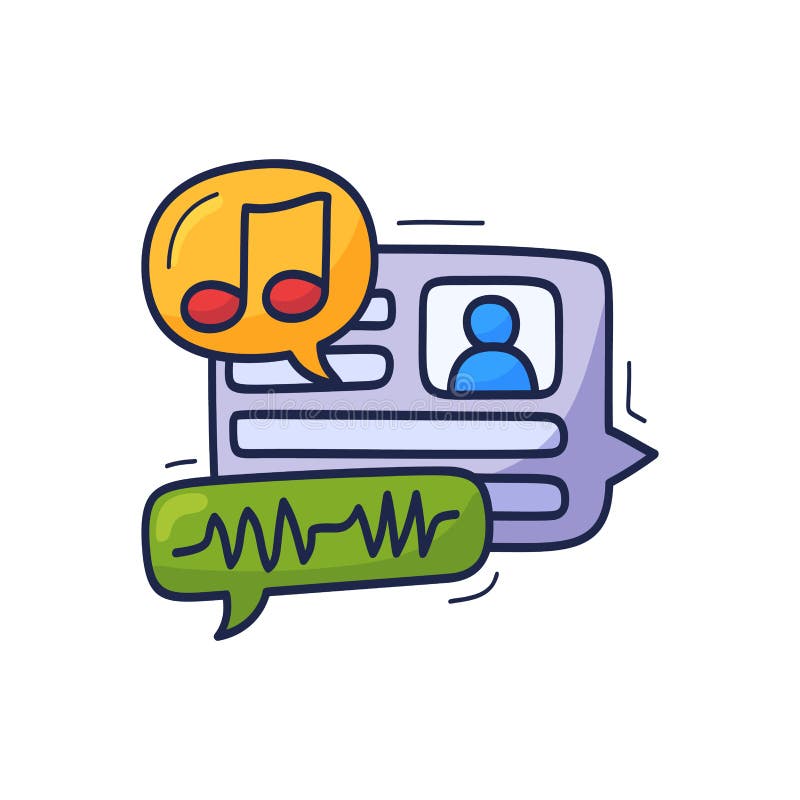 Speech Chat Bubble Musical Note Hand Drawn Cartoon Vector Illustration ...