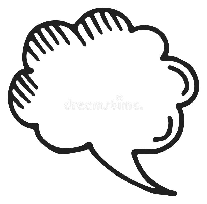 Speech Cloud Doodle. Comic Text Balloon Line Icon Stock Illustration ...