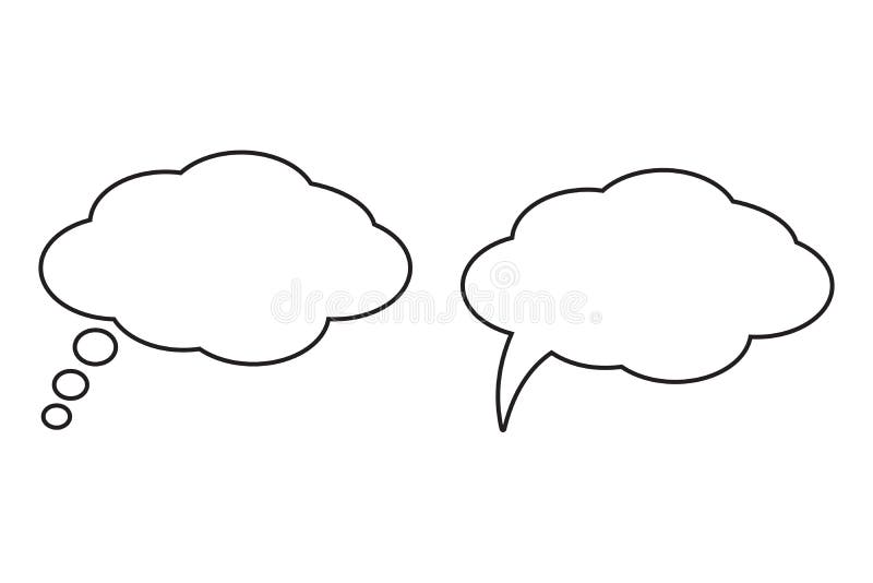 Speech Cloud Icon, Line Style Vector Illustration. Speech or Think ...