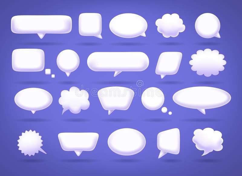 Speech 3d Bubble Social Media Set Stock Vector - Illustration of ...