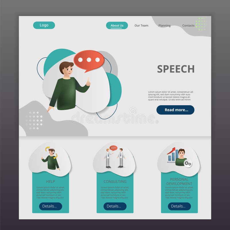 Speech Flat Landing Page Website Template. Help, Consulting, Personal ...