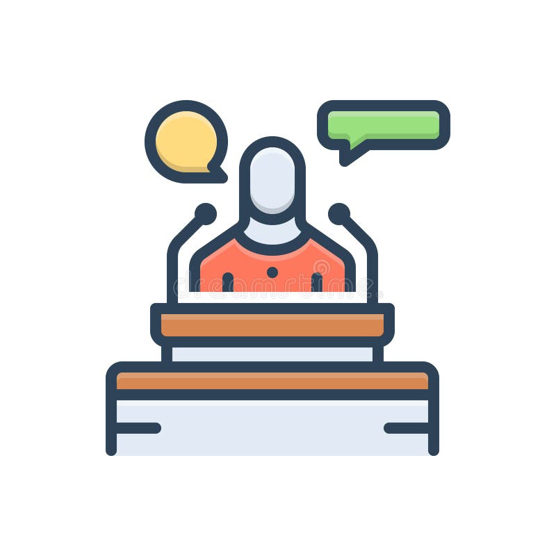 Color Illustration Icon for Speech, Lecture and Podium Stock Vector ...