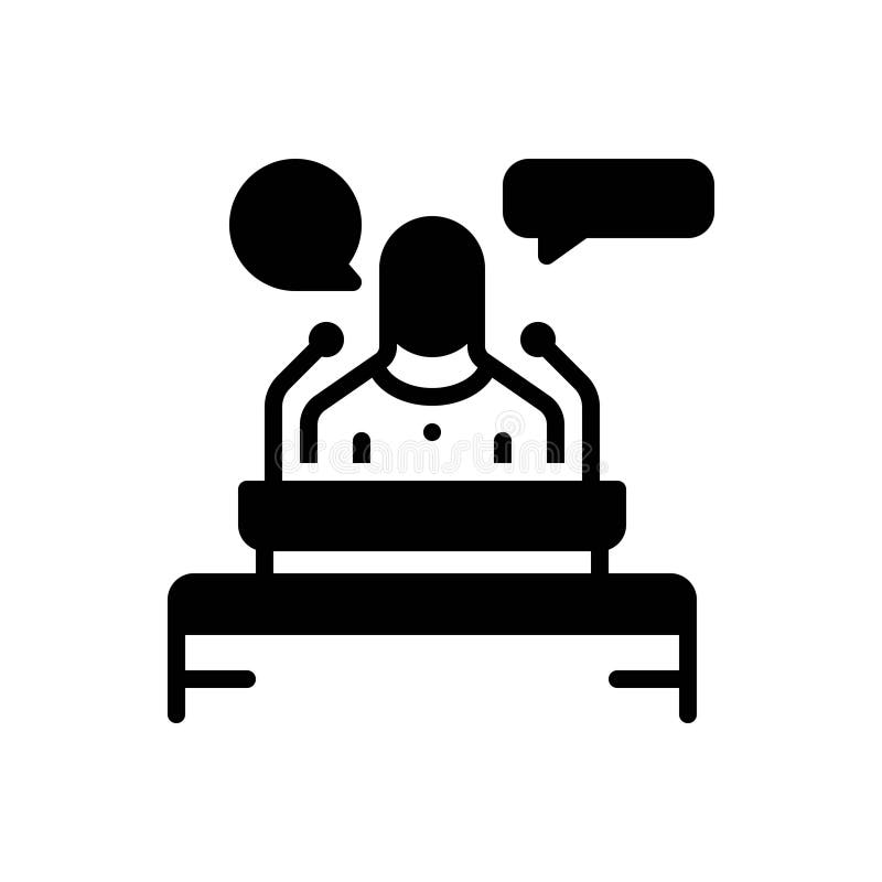 Black Solid Icon for Speech, Lecture and Speaking Stock Illustration ...
