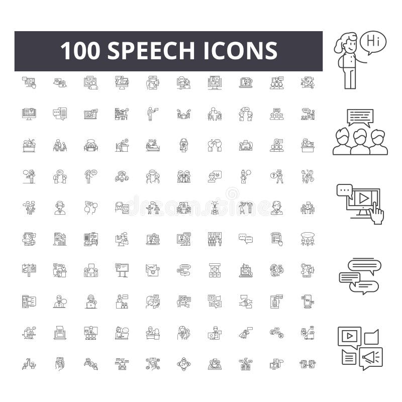Speech Line Icons, Signs, Vector Set, Outline Illustration Concept ...