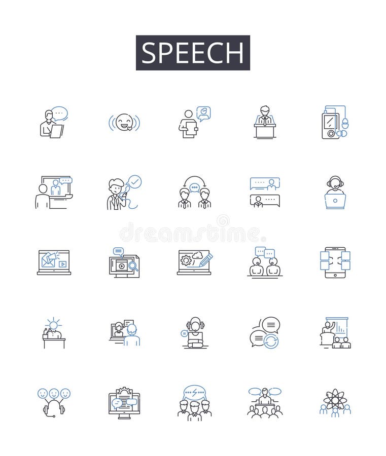 Speech Line Icons Collection Delivery Oratory Discourse Verbalization Dialogue Expression