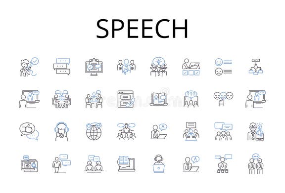 Speech Line Icons Collection. Delivery, Oratory, Discourse ...