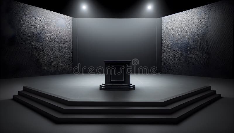 A Speech Podium with Lighting Set Stage with Walking Steps in a ...