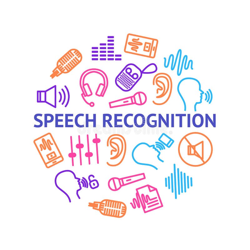 Speech Recognition Device Thin Line Round Design Template Banner ...