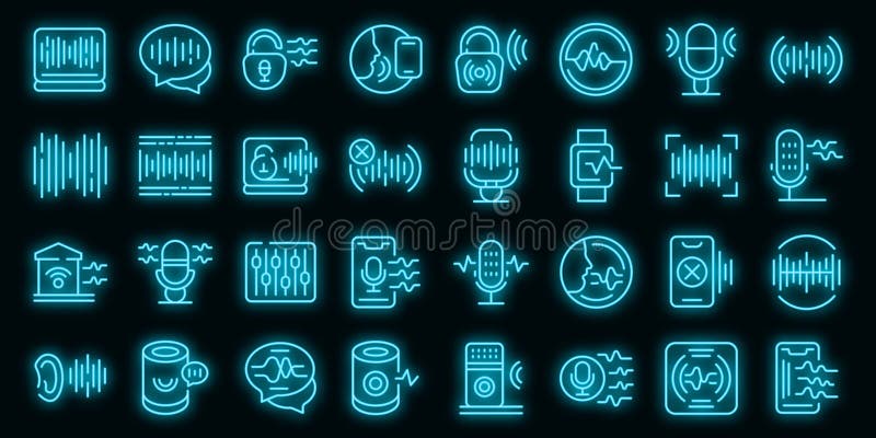 Speech Recognition Icons Set Vector Neon Stock Vector - Illustration of ...