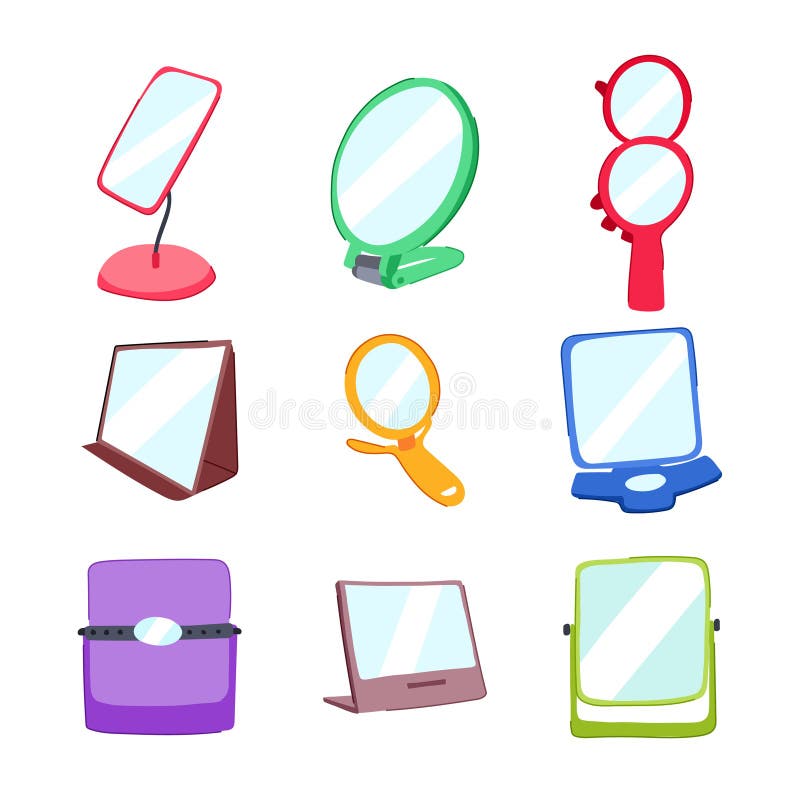 Speech Therapy Mirror Set Cartoon Vector Illustration Stock Vector ...