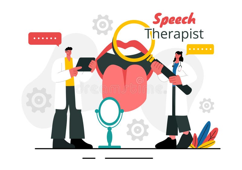 Speech Therapy Vector Illustration Featuring a Therapist Teaching Basic ...