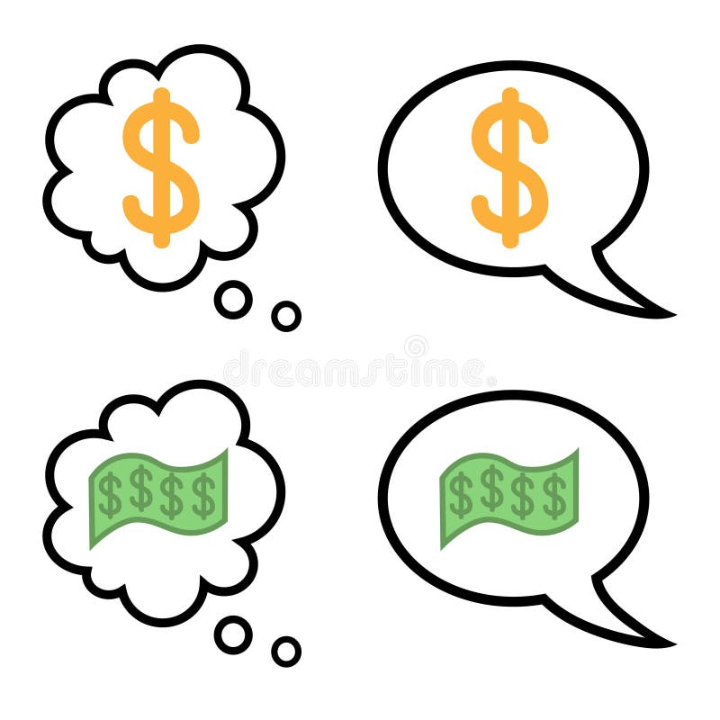 Speech and Thought Bubbles with Dolar and Money Stock Vector ...