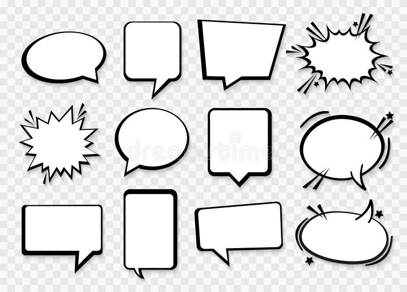 Speech or Thought Bubbles. Retro Empty Comic Speech Bubbles Set Stock Vector - Illustration of ...