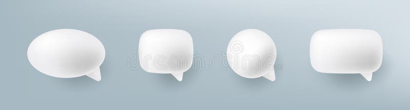 Speechbubble Round Shape 3d Vector Collection on Red Background. Speech ...