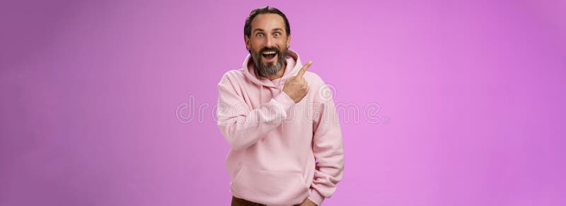 Speechless Excited Impressed Handsome Bearded Man Grey Hair Widen Eyes