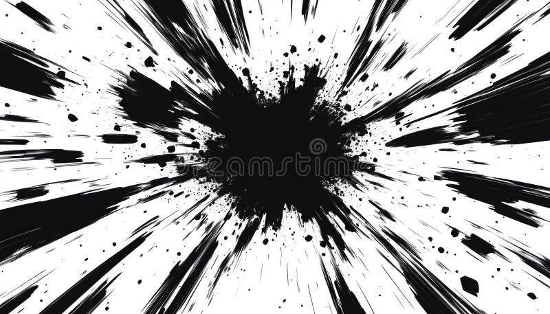 Speed Abstract Black Radial Comic Book Action with Splatter Pattern in ...