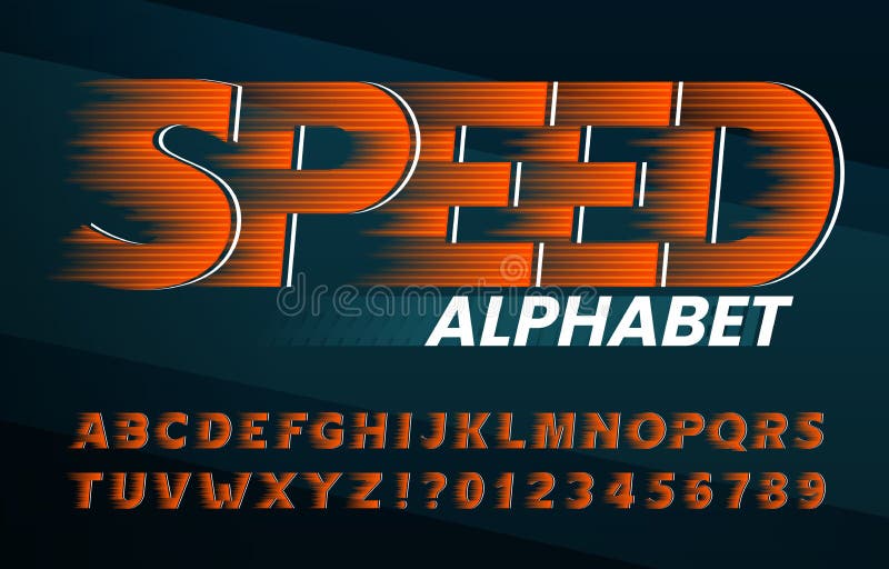 Speed Alphabet Font. High Speed Effect Letters and Numbers Stock Vector ...
