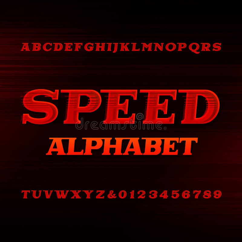 Speed Letters Set. Red Race Font. Italic Bold Racing Style Vector Latin ...