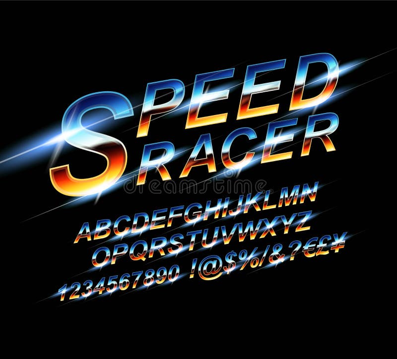 Speed alphabet font. stock vector. Illustration of poster - 199733666