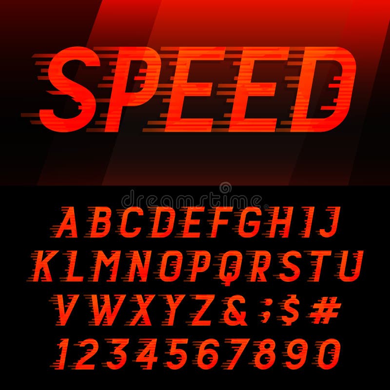Speed Motion Lines Font Alphabet Letters Stock Vector - Illustration of ...