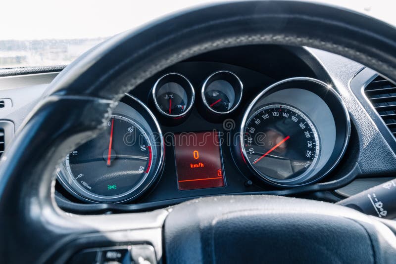 Speed Car. Speedometer, Tachometer on Vehicle Dashboard Panel. Fast Car ...