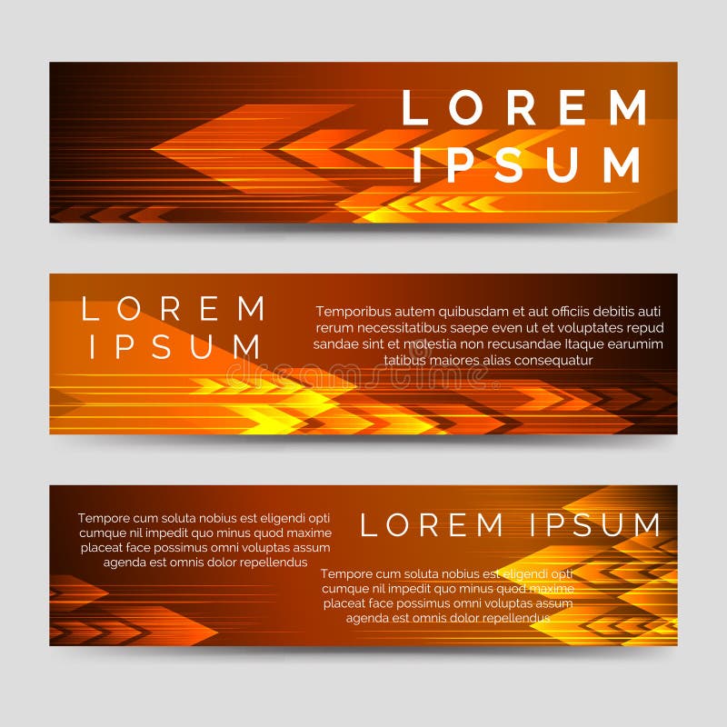 Speed Banners Template with Orange Arrows Stock Vector - Illustration ...
