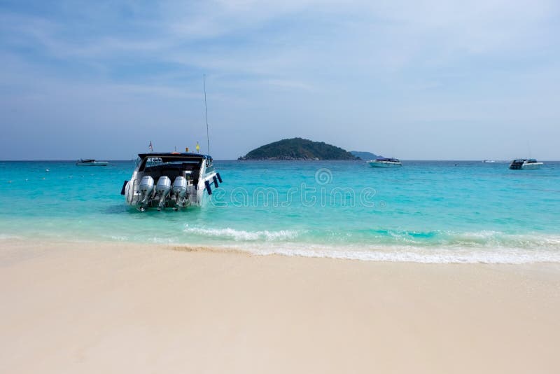 Speed Boat on the Blue Sea in Similan Island Thailand Editorial Stock ...