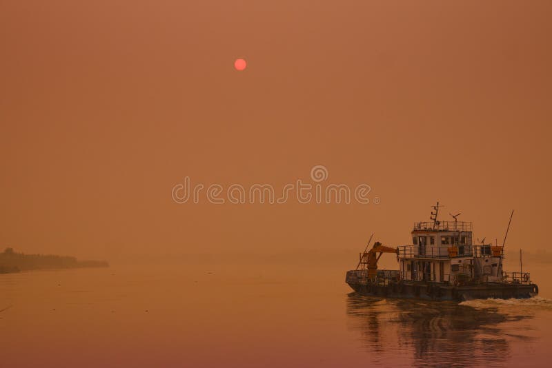 Speed Boat Crossing the River Stock Photo - Image of vehicle, tower ...
