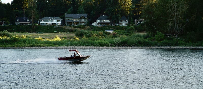 Speed boat on a river stock image. Image of river, canoeing - 208089361